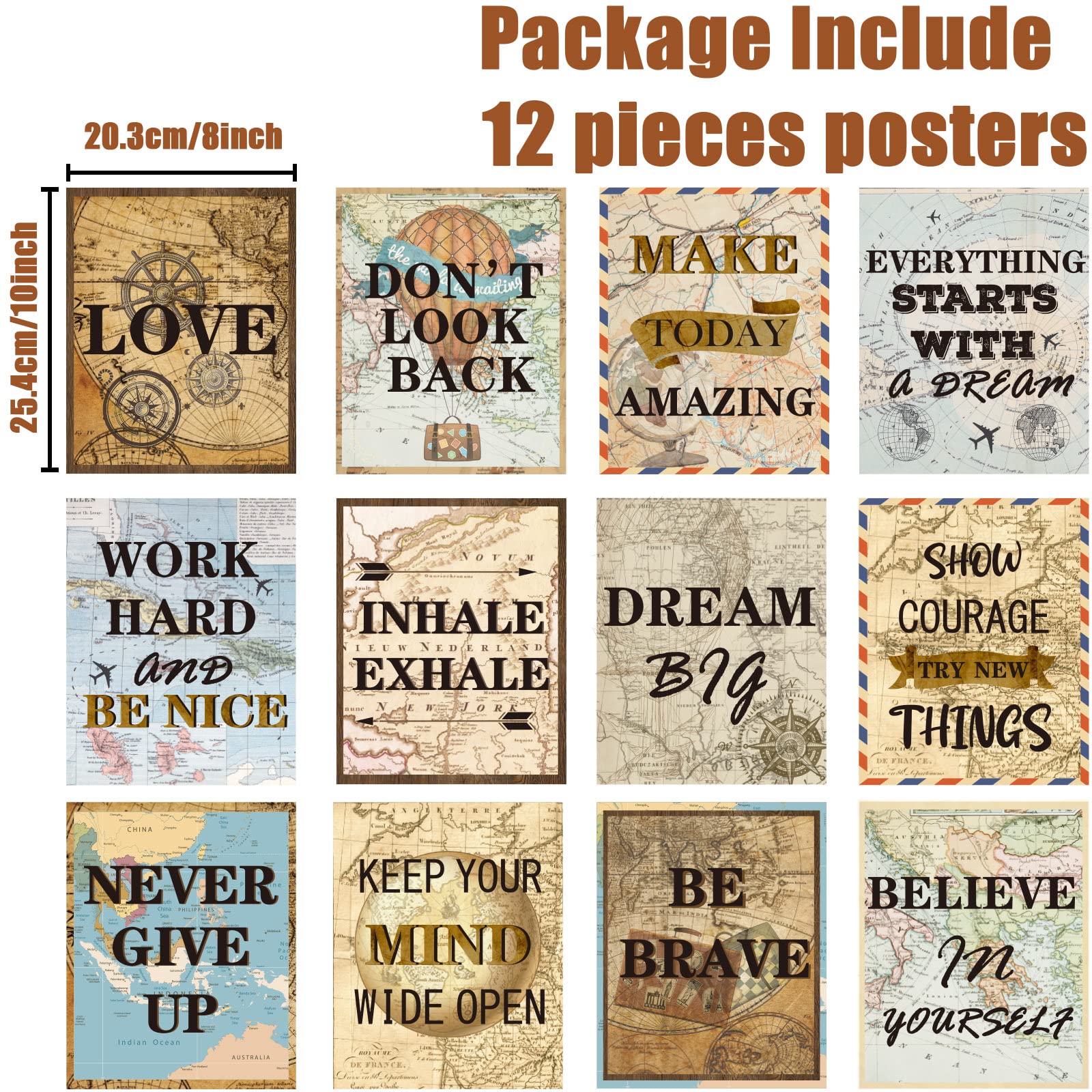 Snapklik.com : 12 Travel The Map Inspirational Wall Art Prints Future ...