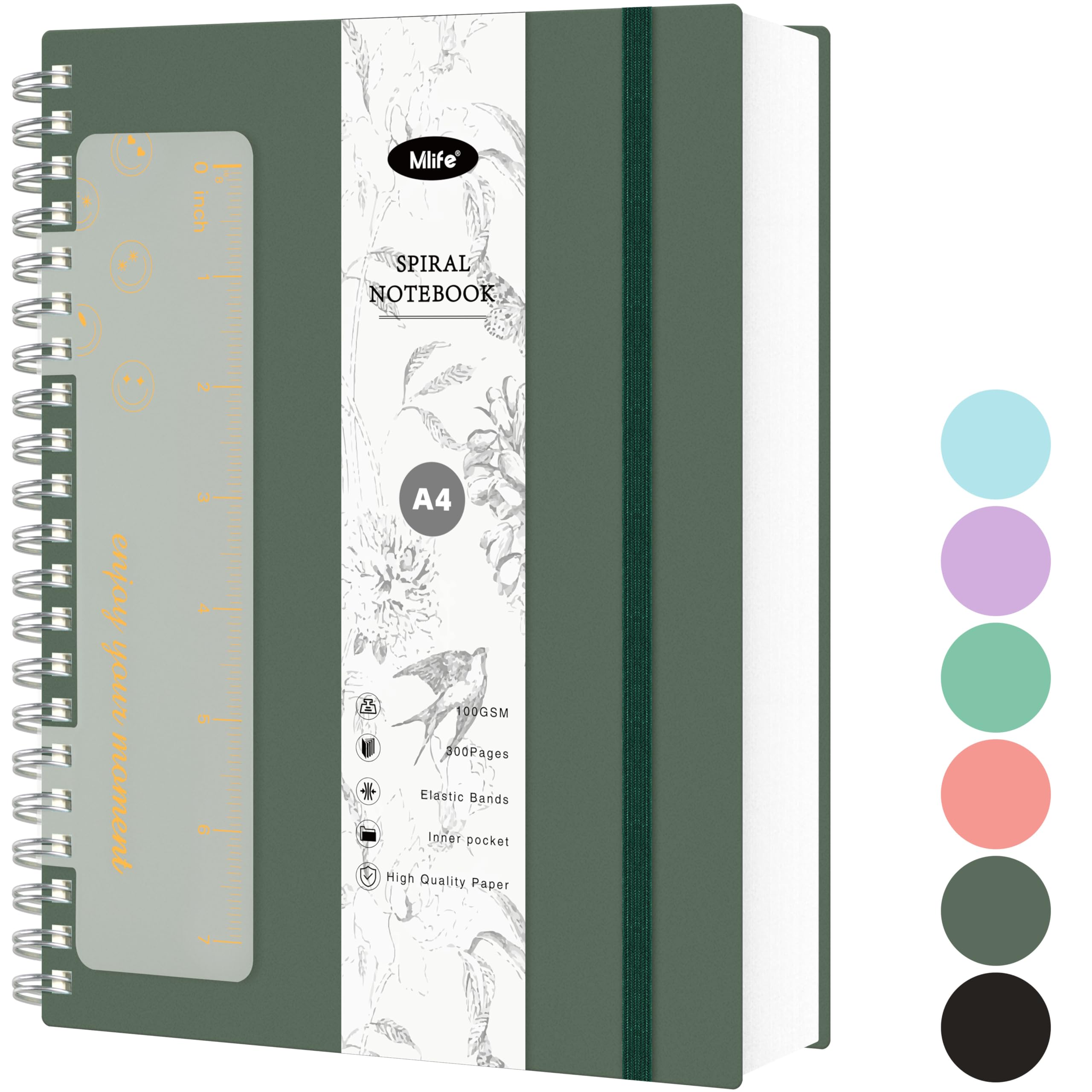 Mlife Notebook A4 Dotted,Bullet Dot Journal,300pages Spiral Notebook ...