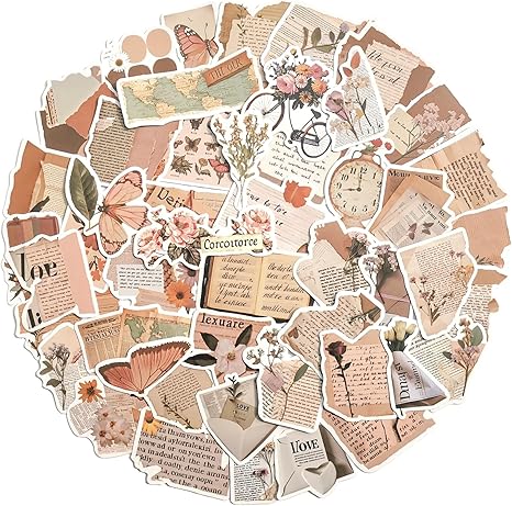 Amazon.com: Yoksas 50Pcs Vintage Old Antique Newspaper Words Stickers ...