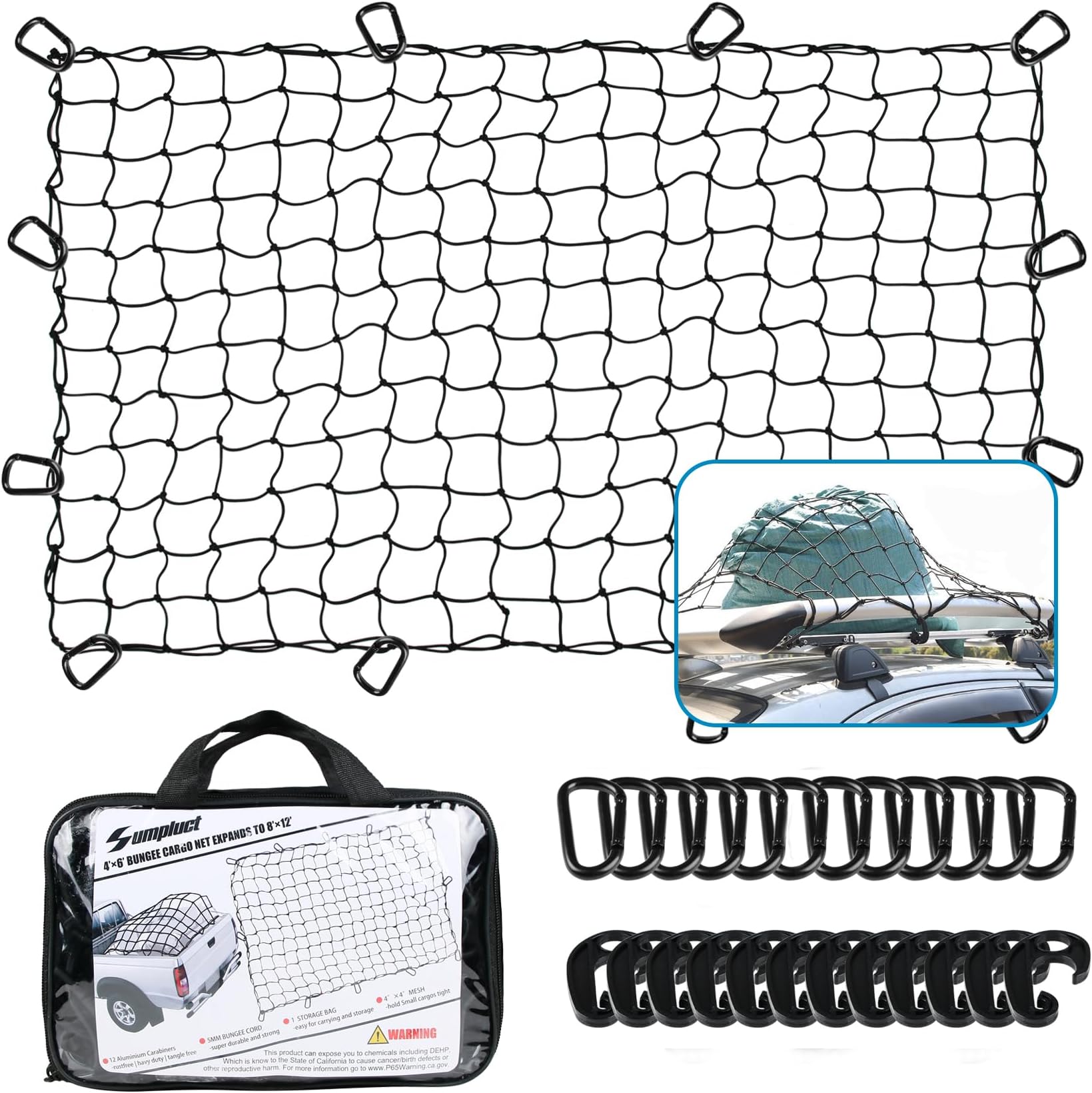 Amazon.com: TeamObsidian Van Storage Cargo Net - Bungee Netting with ...