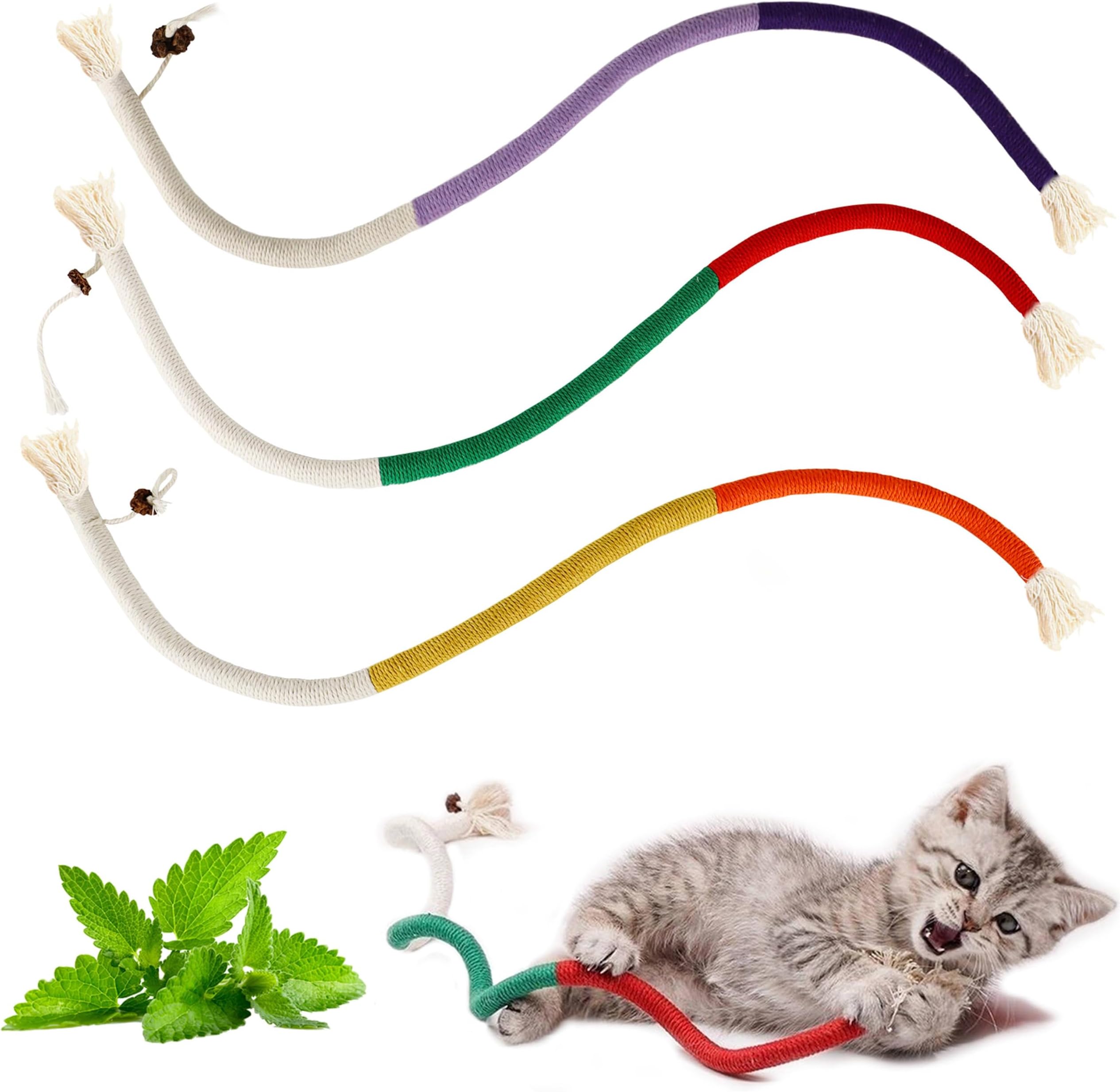 Candcamp 3 Pcs Cat Toy - Interactive Kitten Teething Chew Toy with ...