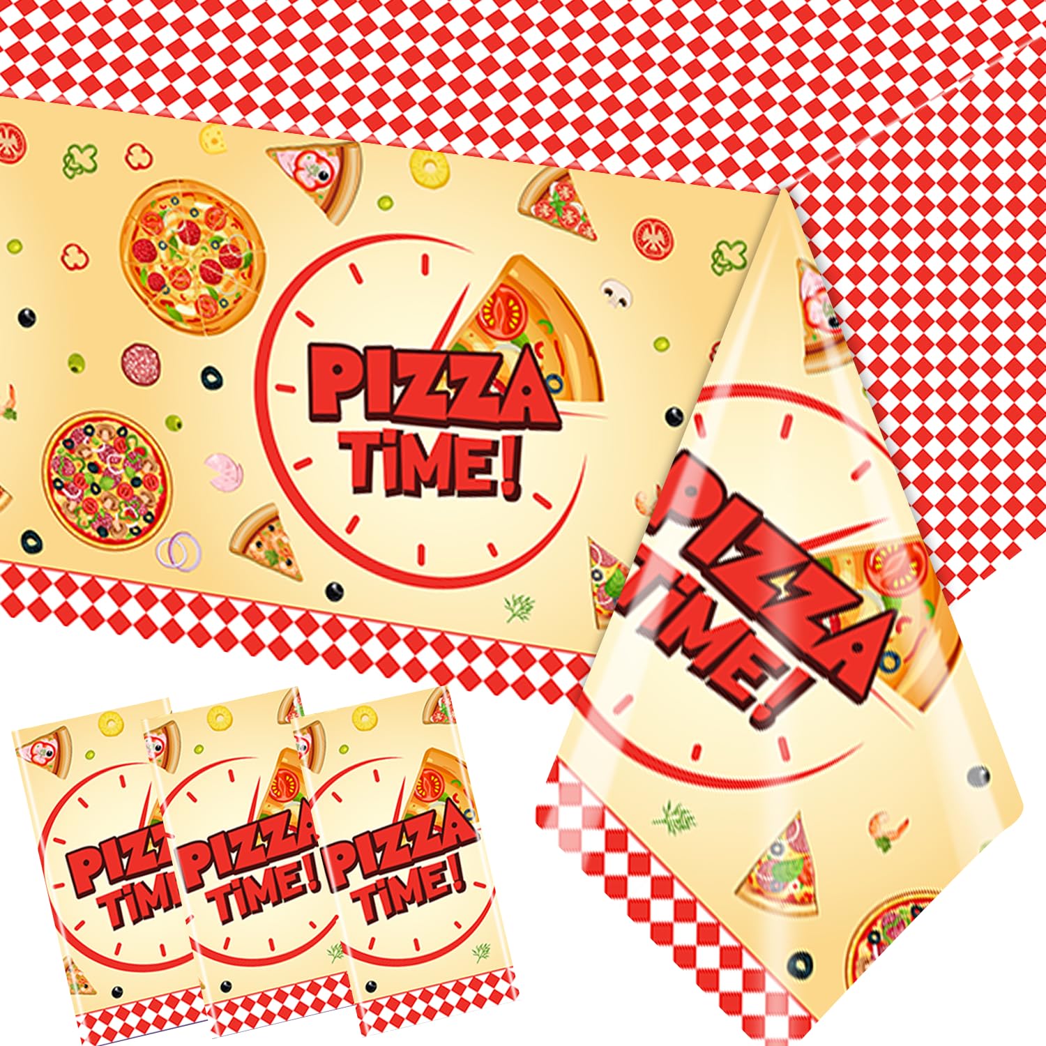 Amazon.com: GREHUMOR 3Pcs Pizza Tablecloth Pizza Birthday Party Table ...