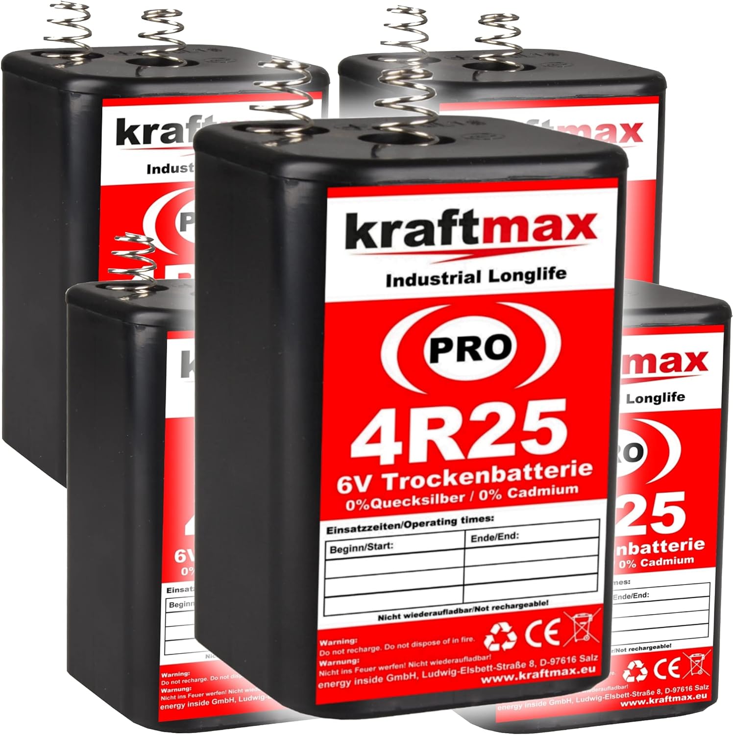 kraftmax 5er Pack 4R25 PRO - 6V Hochleistungs- Industrial Longlife ...