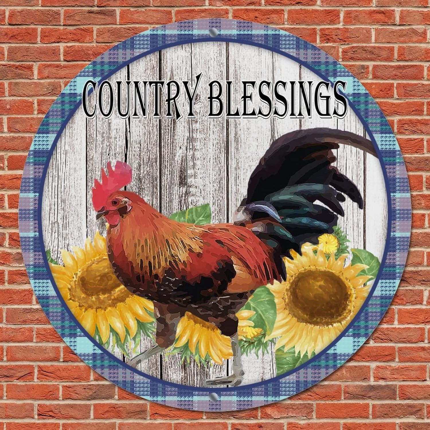 Amazon.com : Vintage Metal Sign Wood Grain Farm Chickens Roosters ...