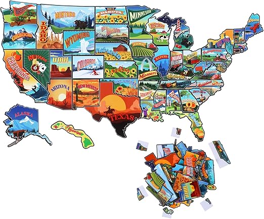 Amazon.com: Xuhal 50 Pcs United States Map Fridge Magnets USA Souvenirs ...