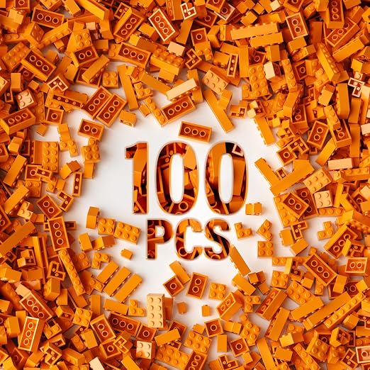 Amazon.com: 100 Piece Orange Bricks Bulk, 12 Size Orange Classic ...