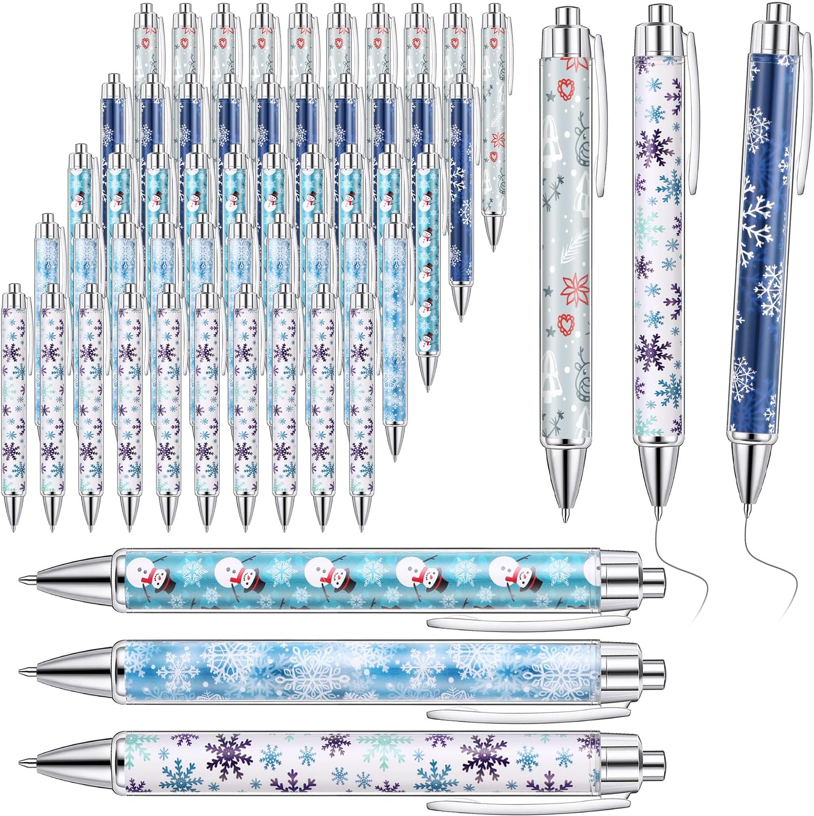 Amazon.com : Cholemy 48 Pieces Winter Pens Bulk Christmas Snowflakes ...