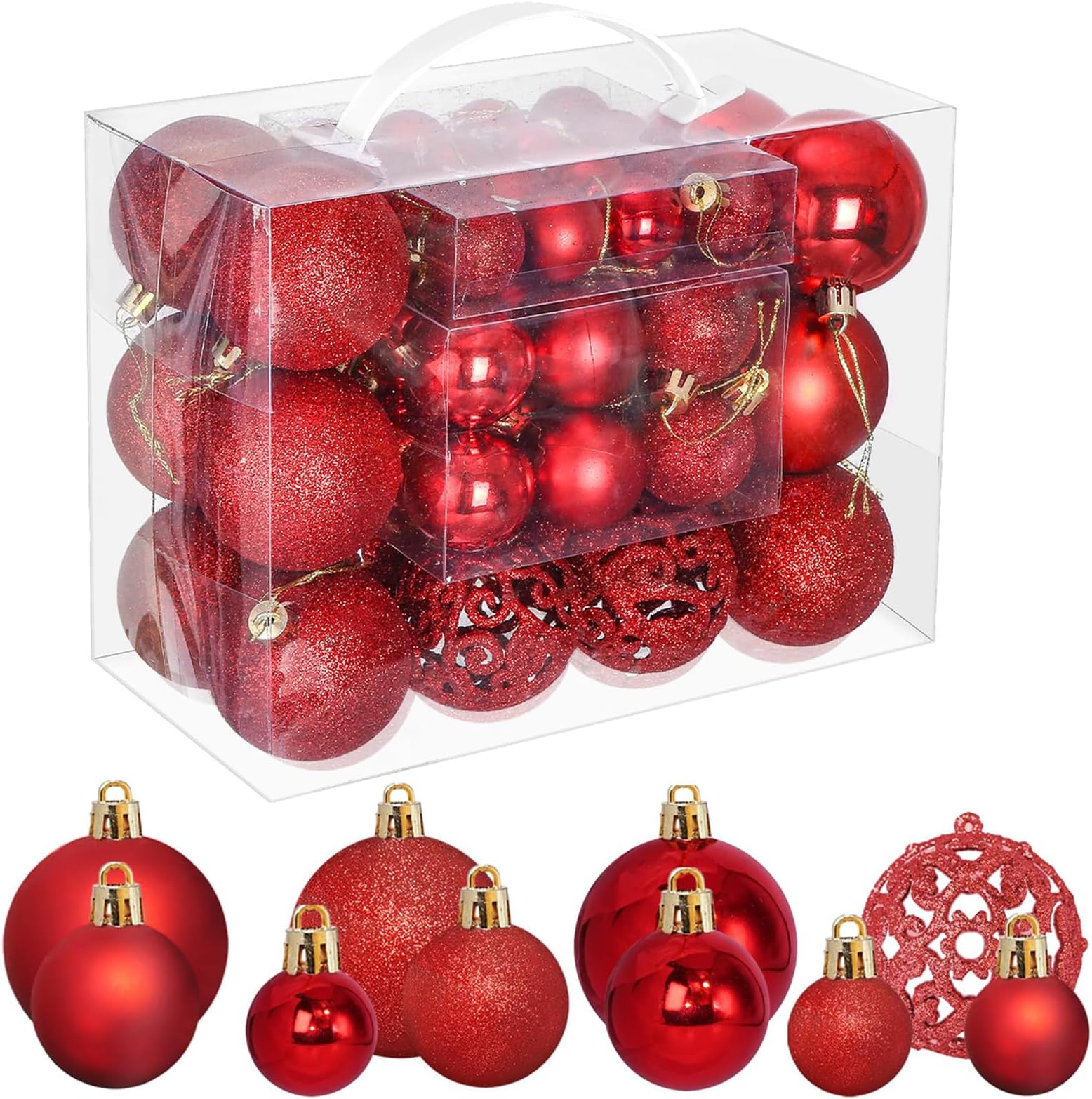 Amazon.de: KASESSS 24Pcs Weihnachtskugeln Kunststoff, Rot ...