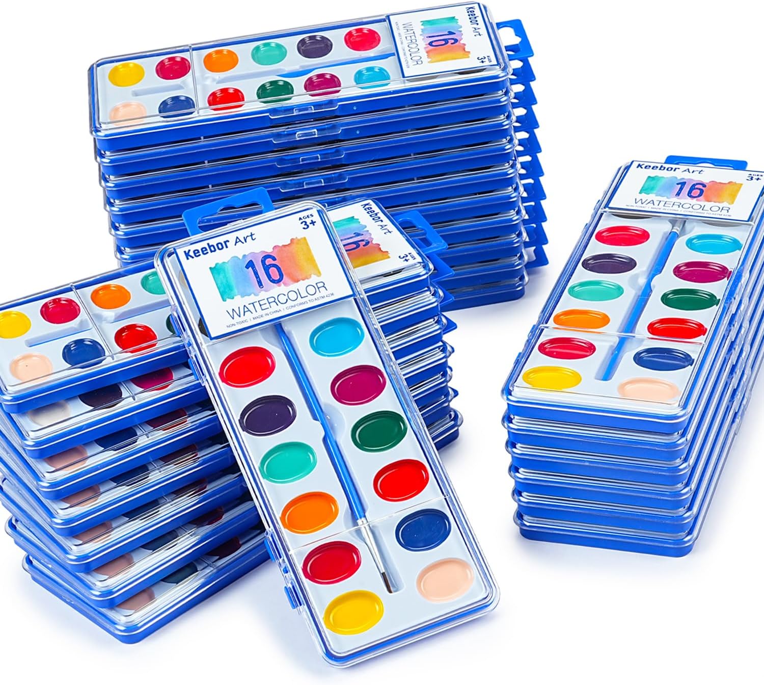 16 Colors Watercolor Paint Set for Kids, 24 Pack Washable Water Colors ...