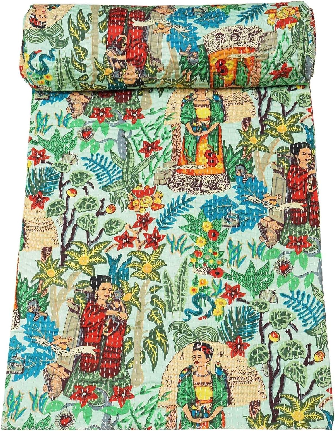 Amazon.com: Marusthali Indian Design Kantha Quilt Boho Bedding Set Pure ...
