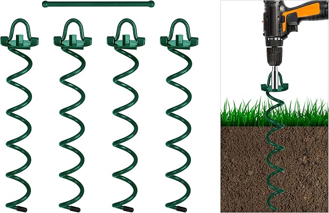 Amazon.com : FEED GARDEN 16 Inch Spiral Ground Anchors Kit Heavy Duty ...