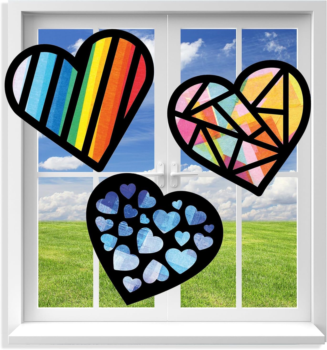 Amazon.com: VHALE Suncatchers Craft 3 Sets (9 Cutouts) w Tissue Papers ...