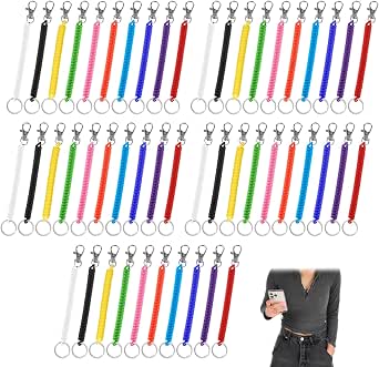 mekueeex 50 Pcs Coil Lanyard Bulk Retractable Spring Spiral Wrist Coil ...