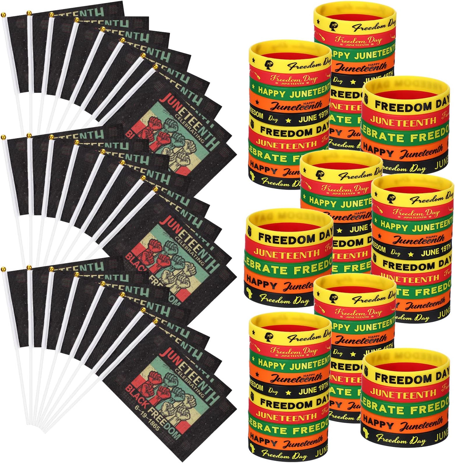 Amazon.com: Deekin 200 Pieces Juneteenth Rubber Bracelets Juneteenth ...