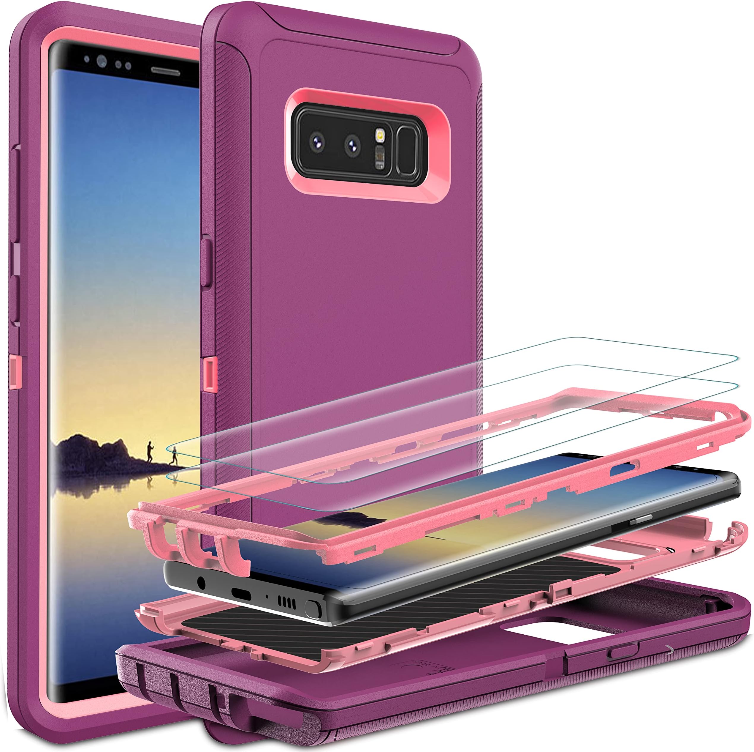 Amazon.com: Clayco Galaxy Note 8 Case, [Hera Series] Full-Body Rugged ...