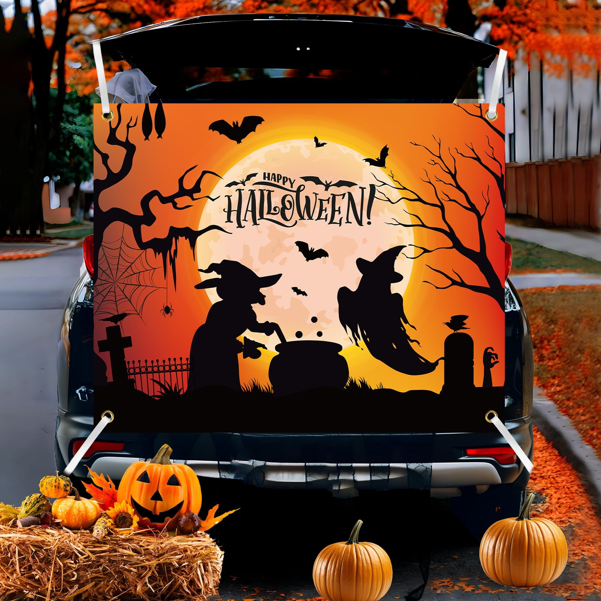 Amazon.com: Halloween Trunk or Treat Ghost Decorations Banner, Trunk or ...