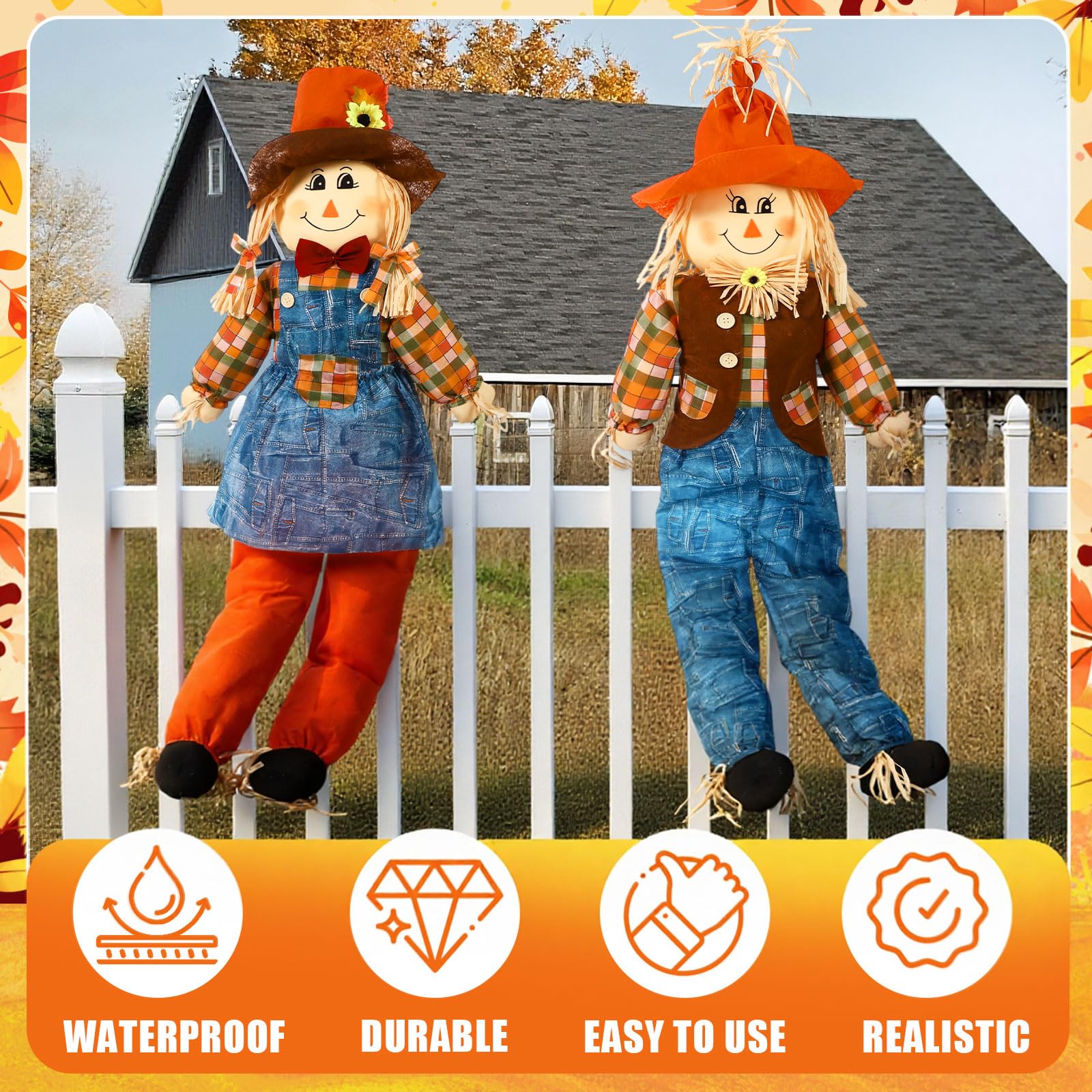 Snapklik.com : Marsui 2 Pcs 59" Large Outdoor Scarecrow Fall Harvest ...