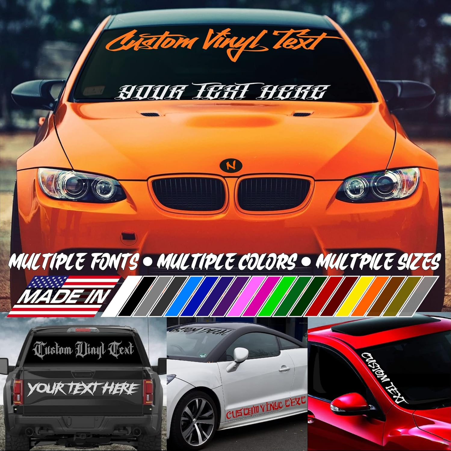 Amazon.com - Custom Windshield Sticker Decal (Best Font Options!) Rear ...
