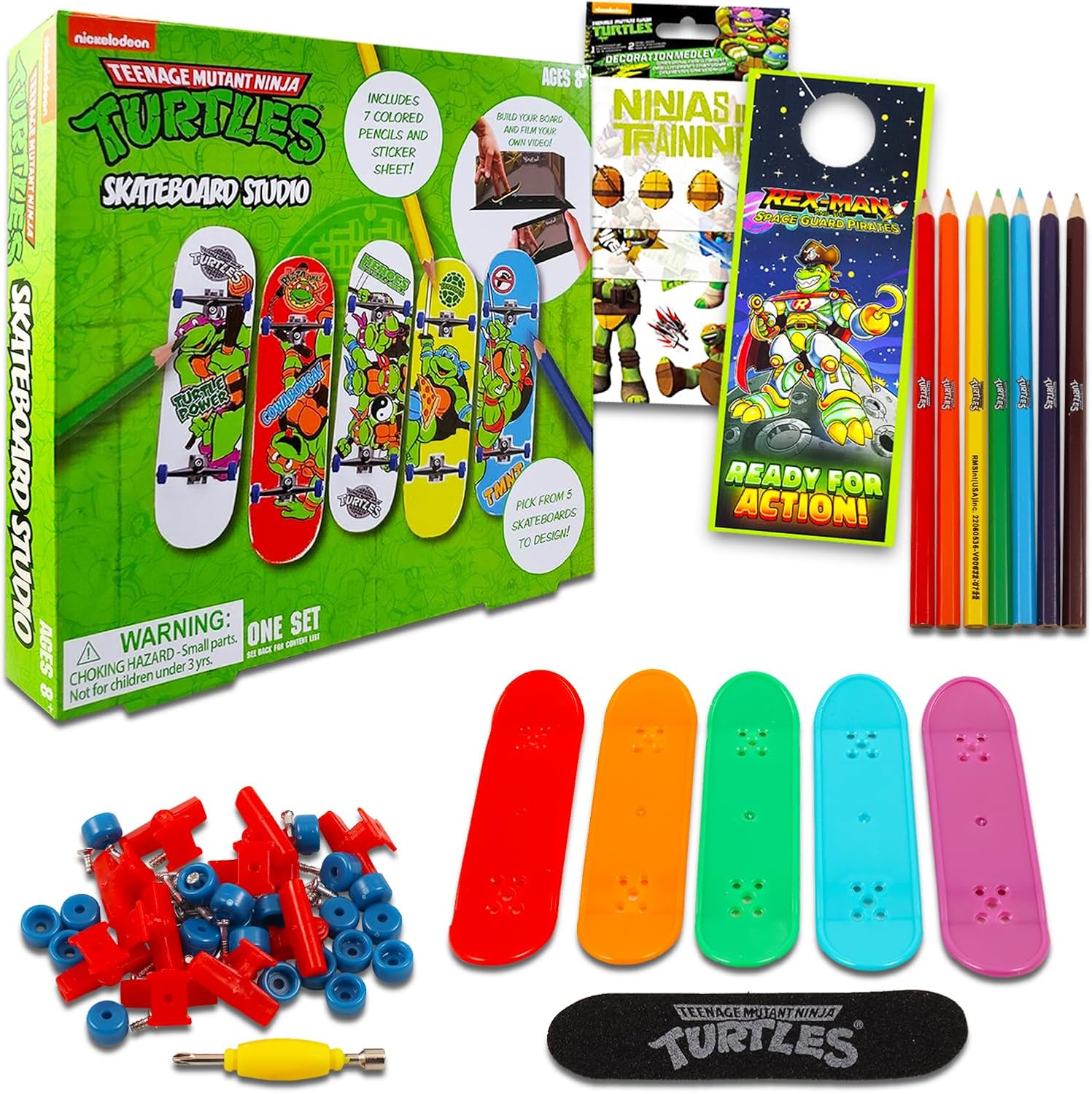 Nickelodeon Teenage Mutant Ninja Turtles Skateboard Toy Set - Bundle ...