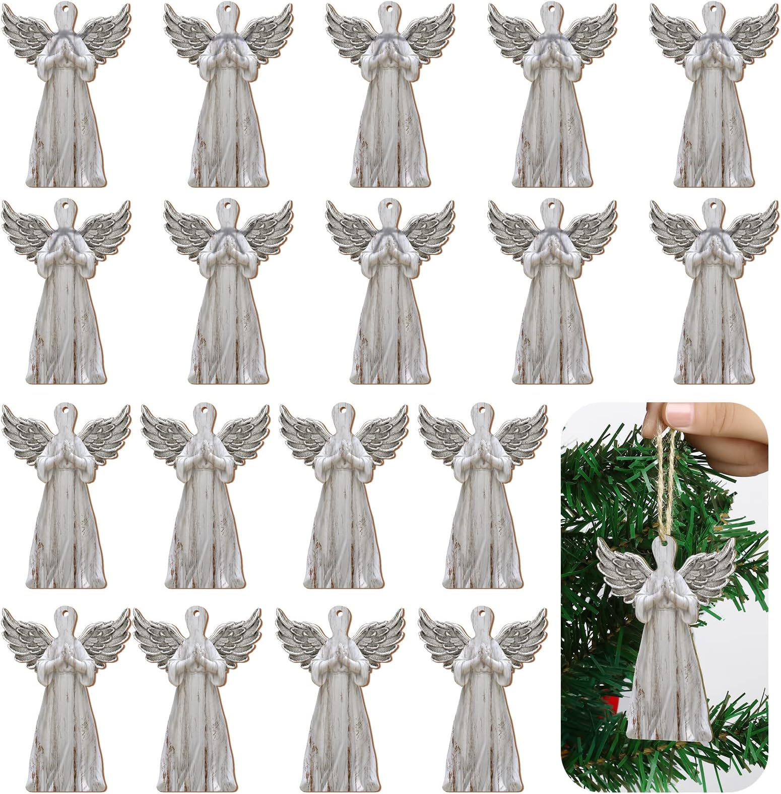 Amazon.com: 40 Pieces Christmas Wood Angel Hanging Ornaments ...