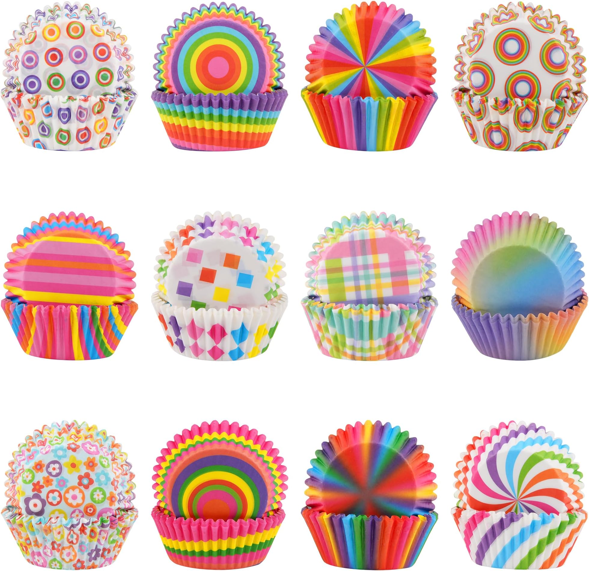 Amazon.com: WARMBUY Rainbow Cupcake Papers Baking Cup Liners, 300 Pcs ...