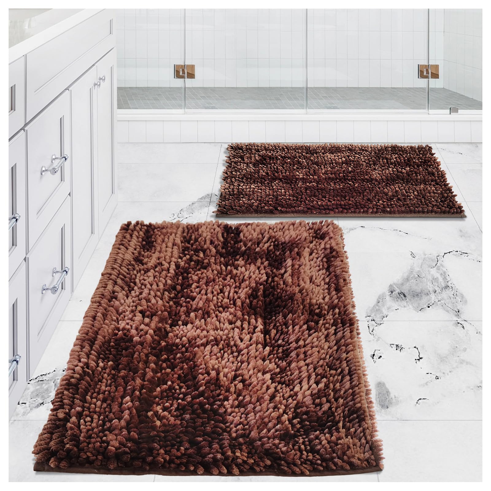 Amazon.com: Civkor Brown Bathroom Rugs, Bath Mats for Bathroom Non Slip ...
