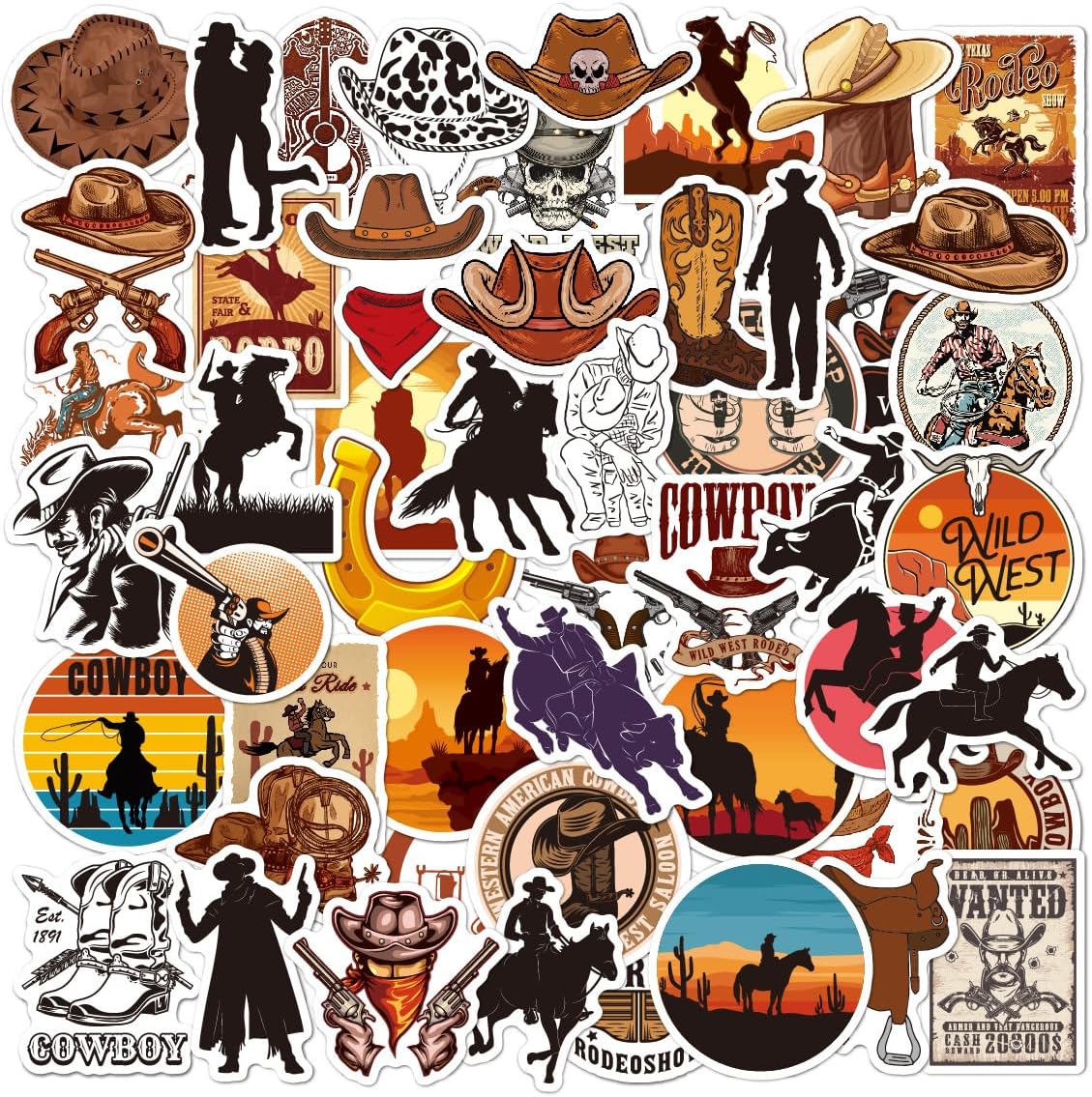 Amazon.com: Pigbit Western Country Cowgirl Stickers - 50Pcs Vinyl ...