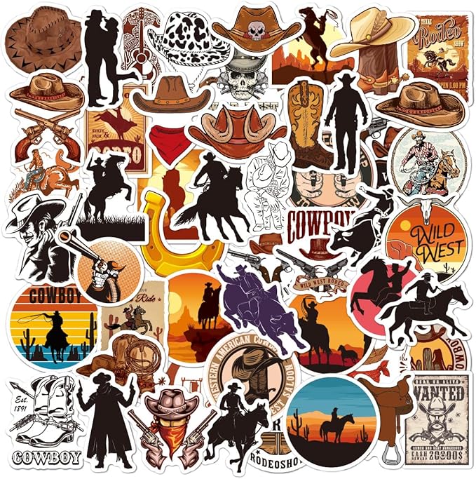 Amazon.com: 50 PCS Western Cowboy Stickers for Water Bottles, Laptops ...