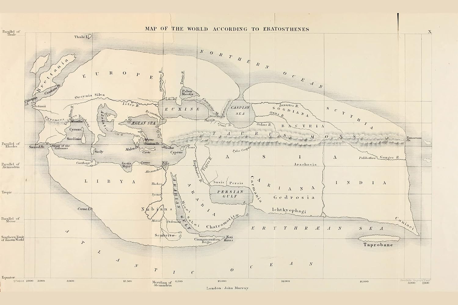 Amazon.com: 24x36 gallery poster, Ancient world map of Eratosthenes ...