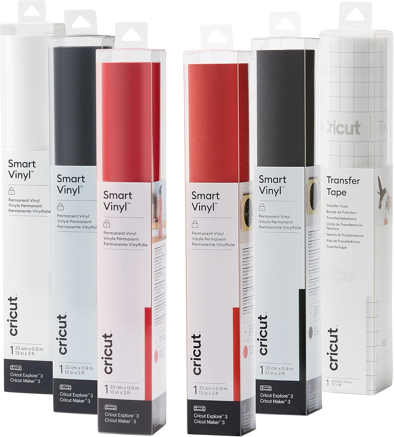 Cricut Smart Vinyl Permanent Bundle | Includes Glossy Red, Black and ...