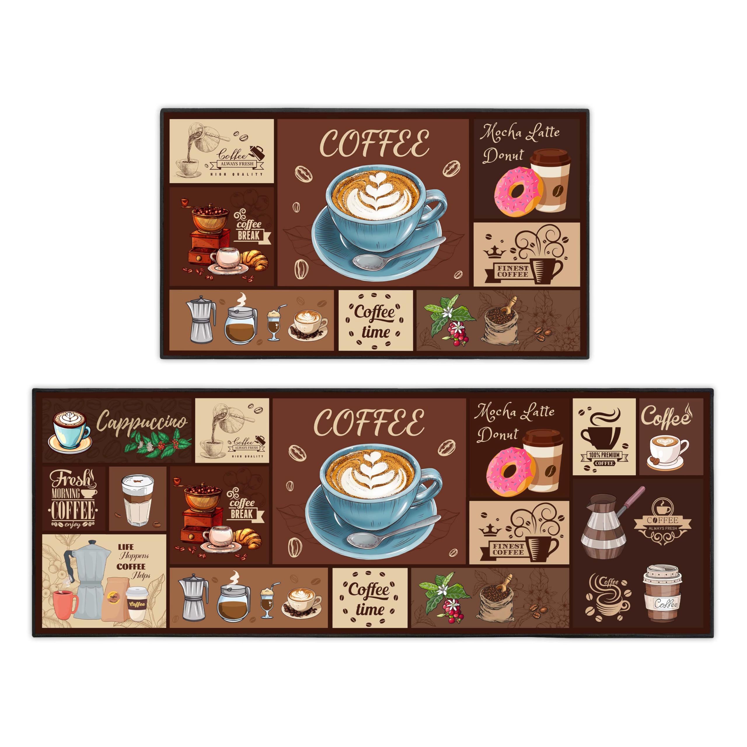 Amazon.com: SHUNLCD Coffee Kitchen Decor Rug 2 Piece Set, Country ...