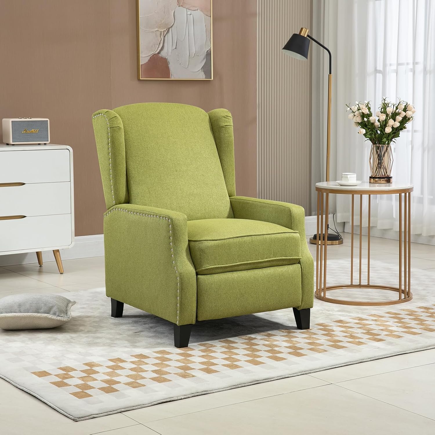 Amazon.com: KINFFICT Mid Century Wingback Recliner Chair, Push Back ...