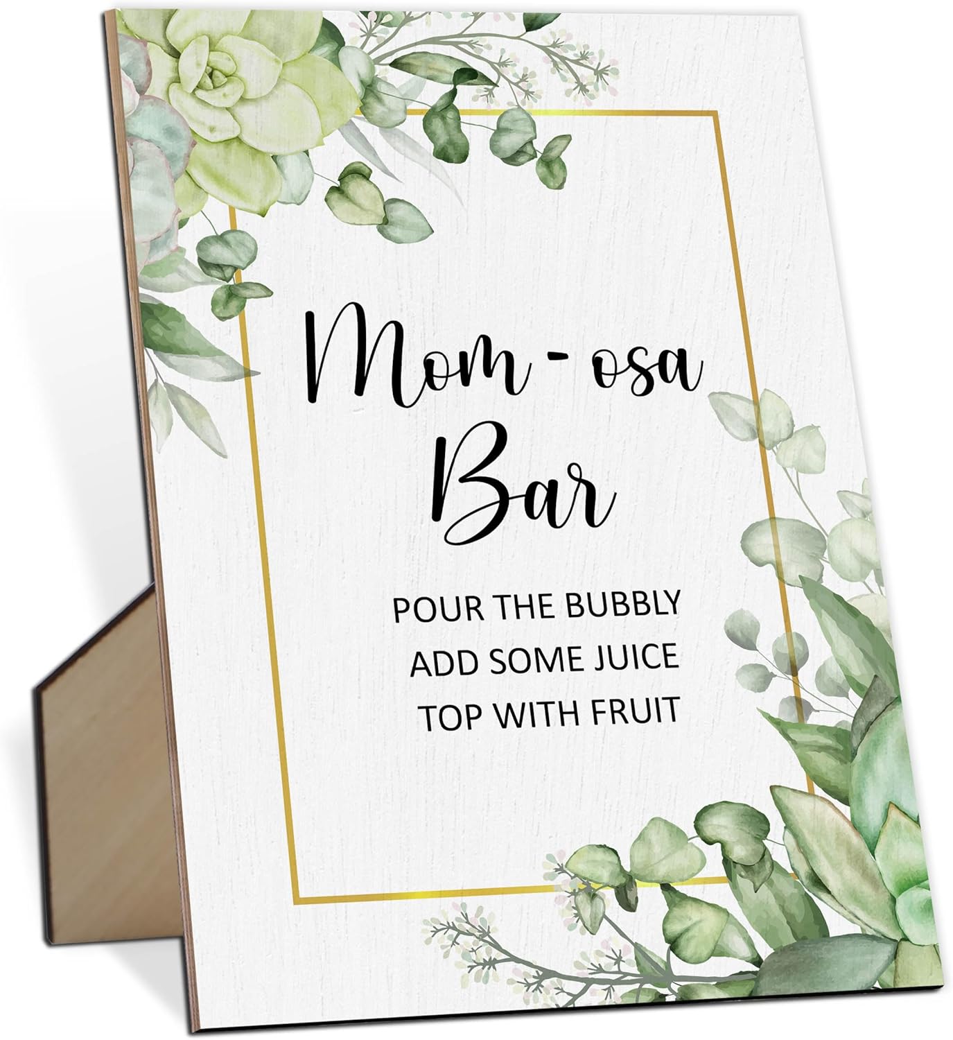 Amazon.com: Scodilo Mom-osa Bar Baby Shower Sign, Greenery Gender ...