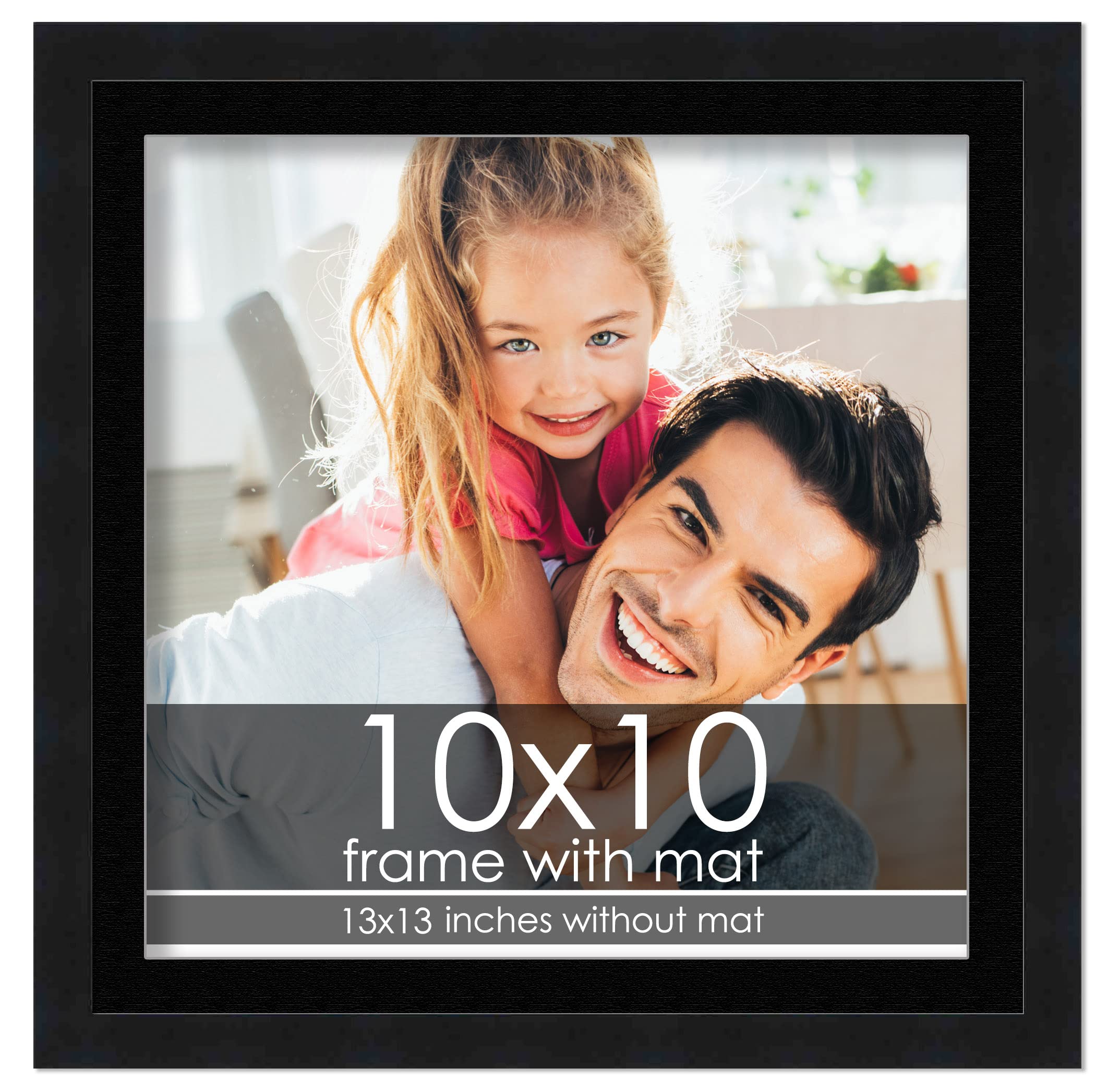 Amazon.com - 10x10 Frame with Mat - Black 13x13 Frame Wood Made to ...