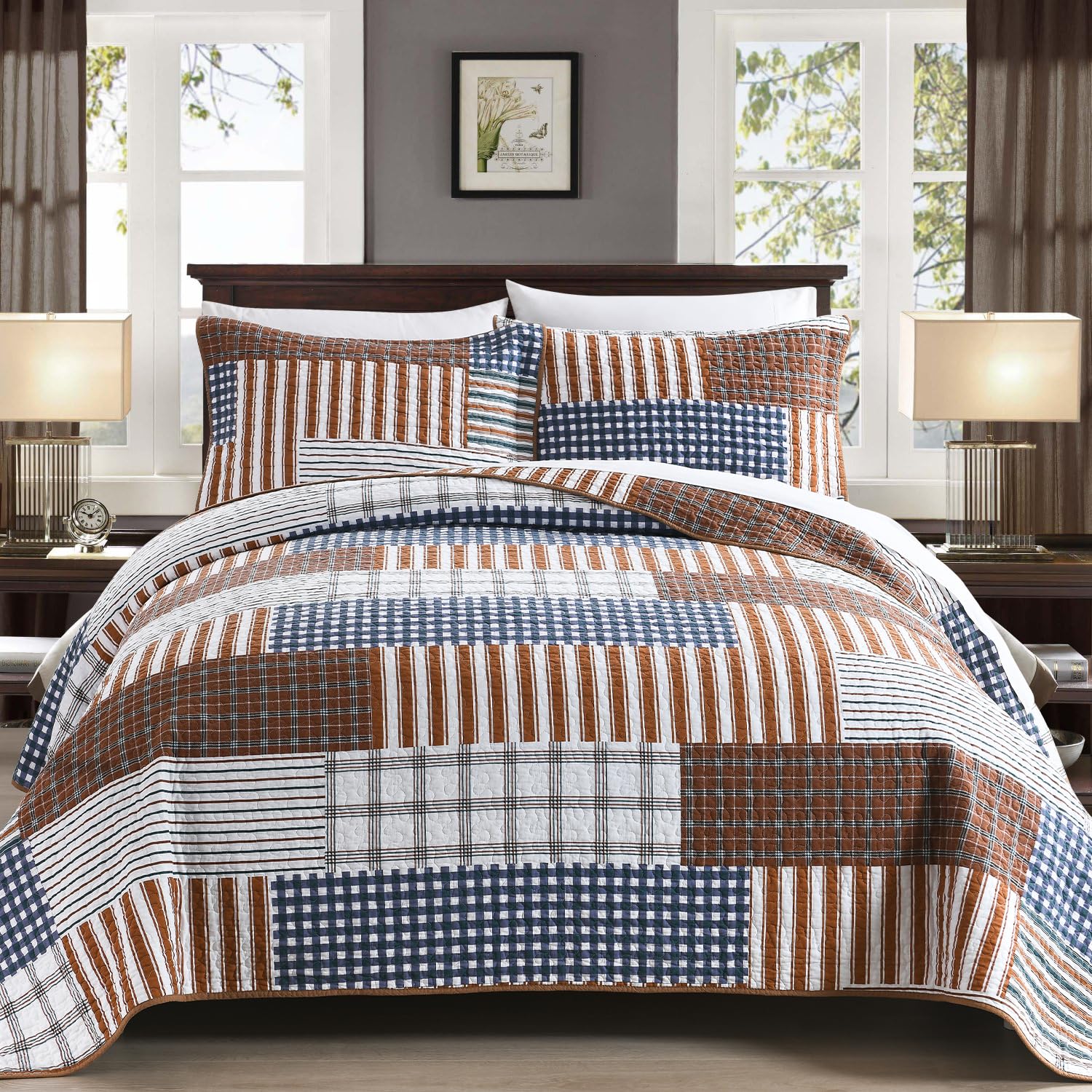 Amazon.com: Toldlove King Size Quilt,100% Cotton Patchwork Quilt ...