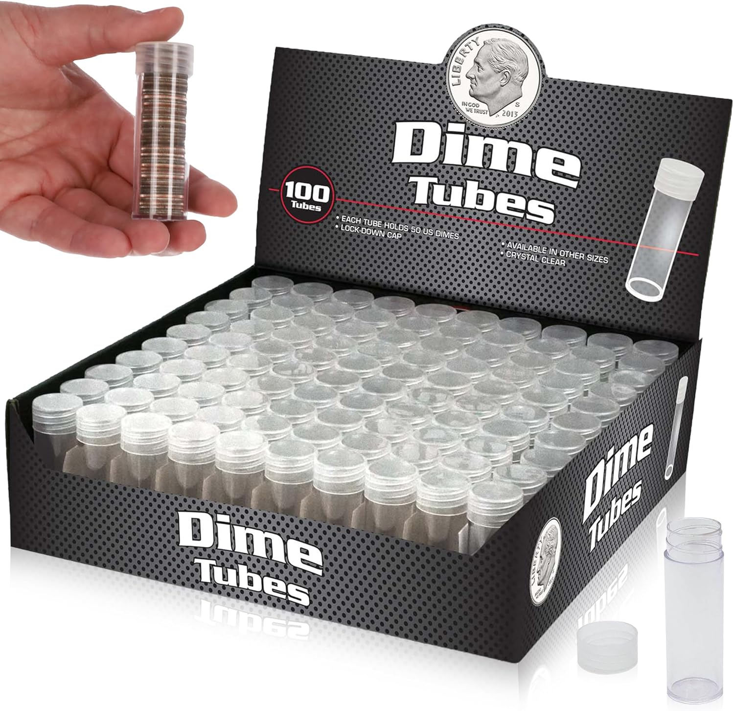 Amazon.com: BCW Dime Coin Storage Tubes - 100 ct : Office Products