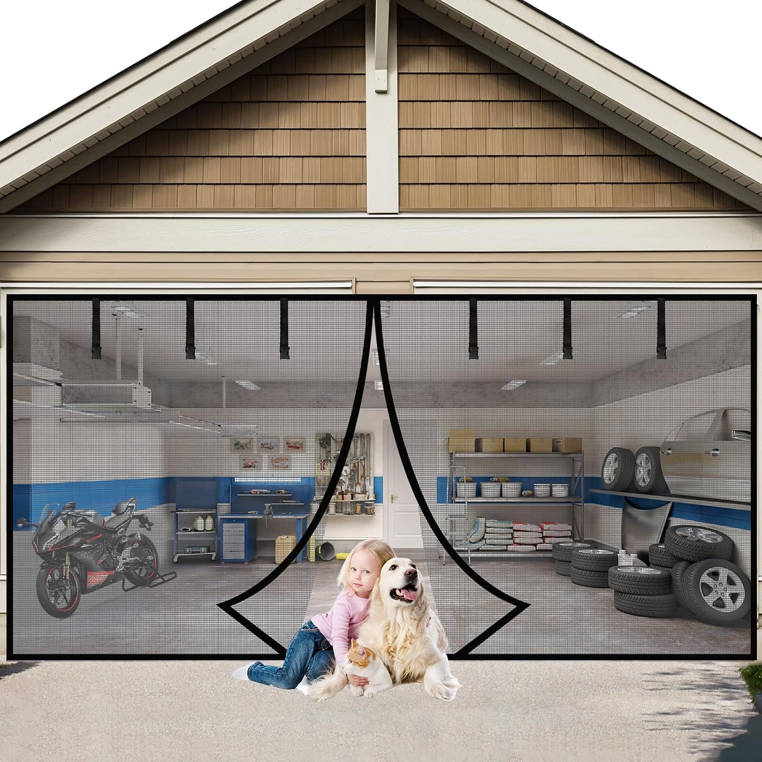 Motsamla Garage Door Screen Mesh for 1 Car Garage-8x7FT Fiberglass ...