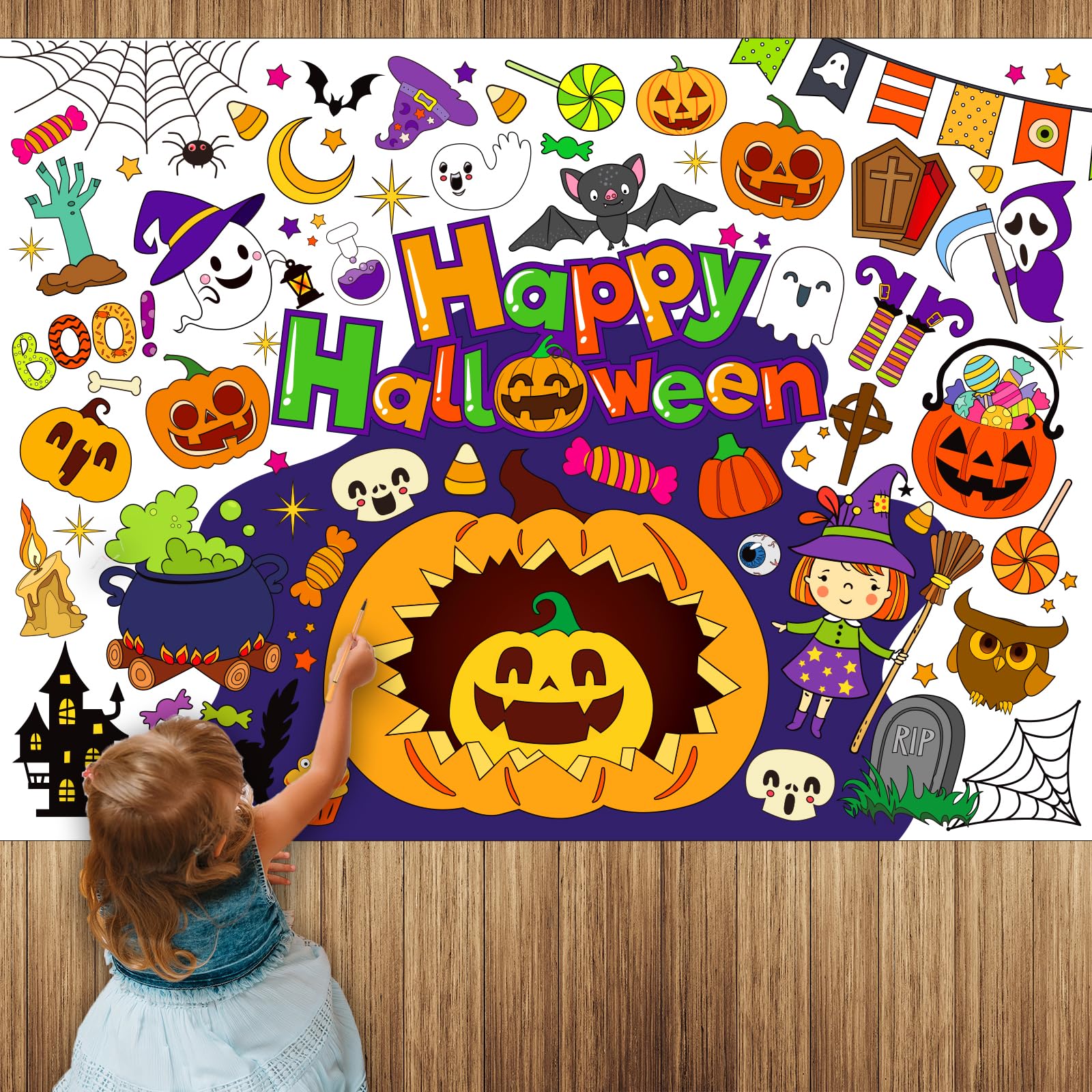 Amazon.com: Kepeel Halloween Coloring Poster, Giant Paper Coloring ...