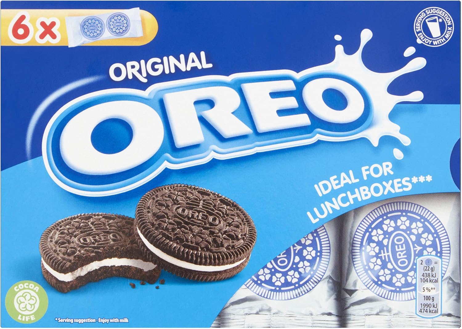 OREO Lunchbox Sandwich Biscuits, Original Vanilla, OFFICIAL, 6 x 132 g ...