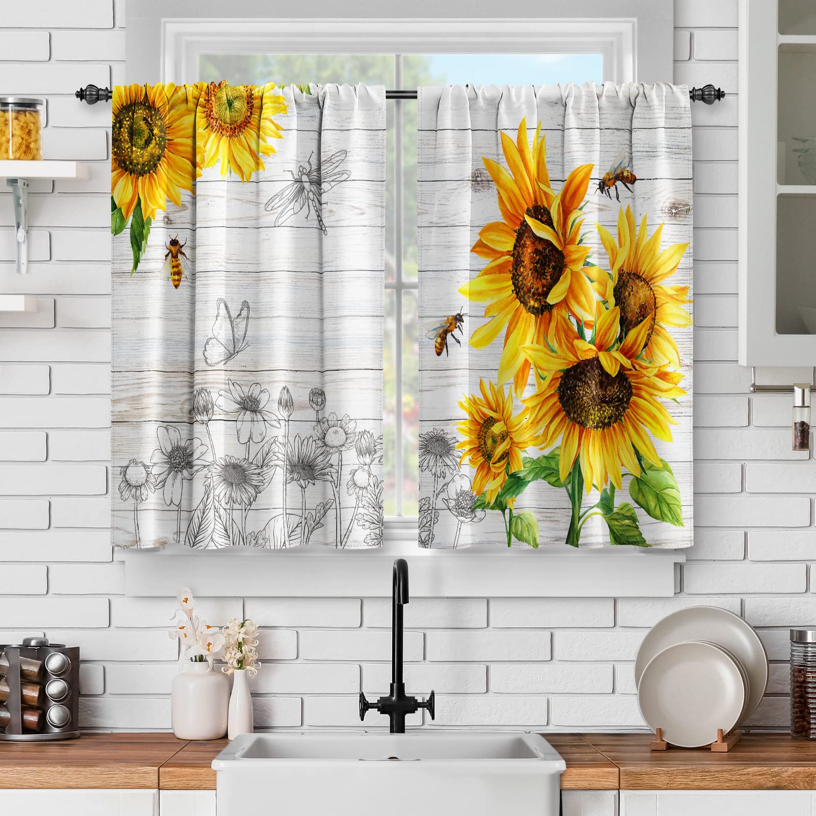 Sunflower Kitchen Curtains Design