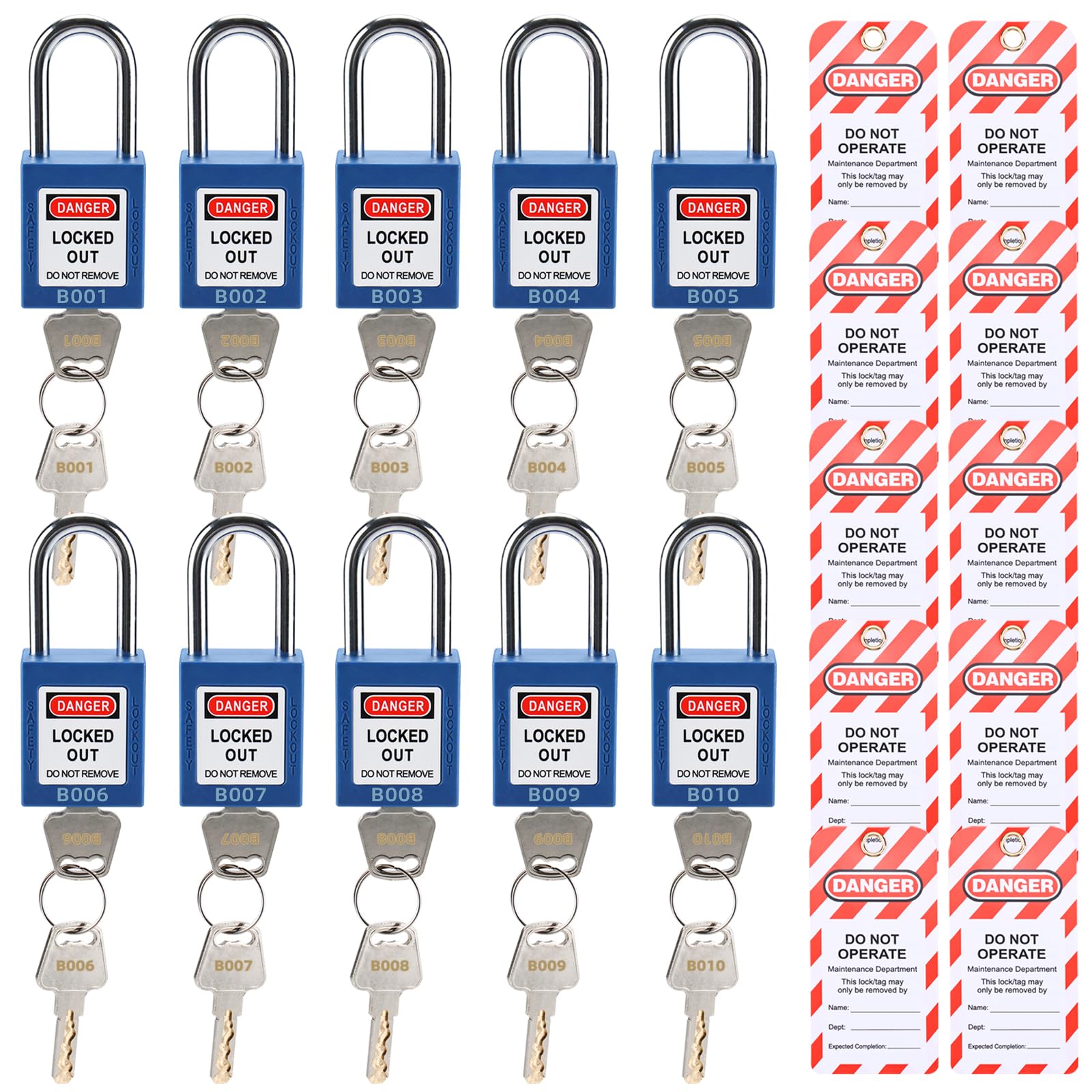 RealPlus Lockout Tagout Locks, 10pcs Blue Safety Locks Keyed ...