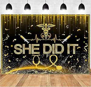 Amazon.com : 6x4 Feet Nurse Graduation Backdrop She Did It ...