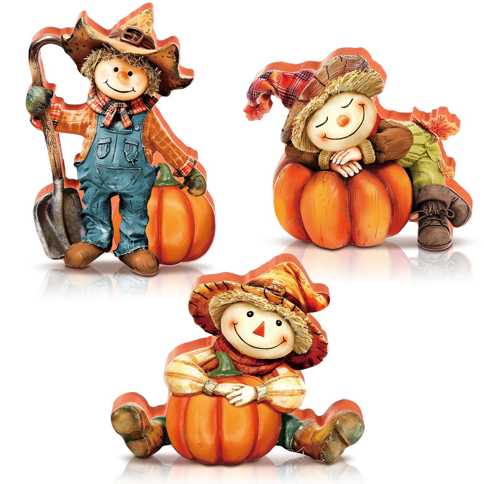 Amazon.com: DoubleFill 3 Pcs Fall Harvest Scarecrow Figurines with ...