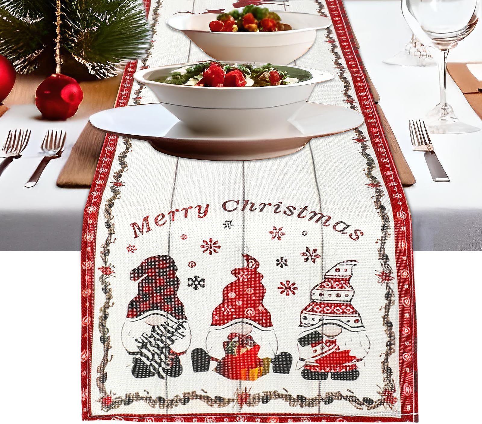 Amazon.com: Christmas Gnome Table Runner 72 Inches Long Christmas Tree ...