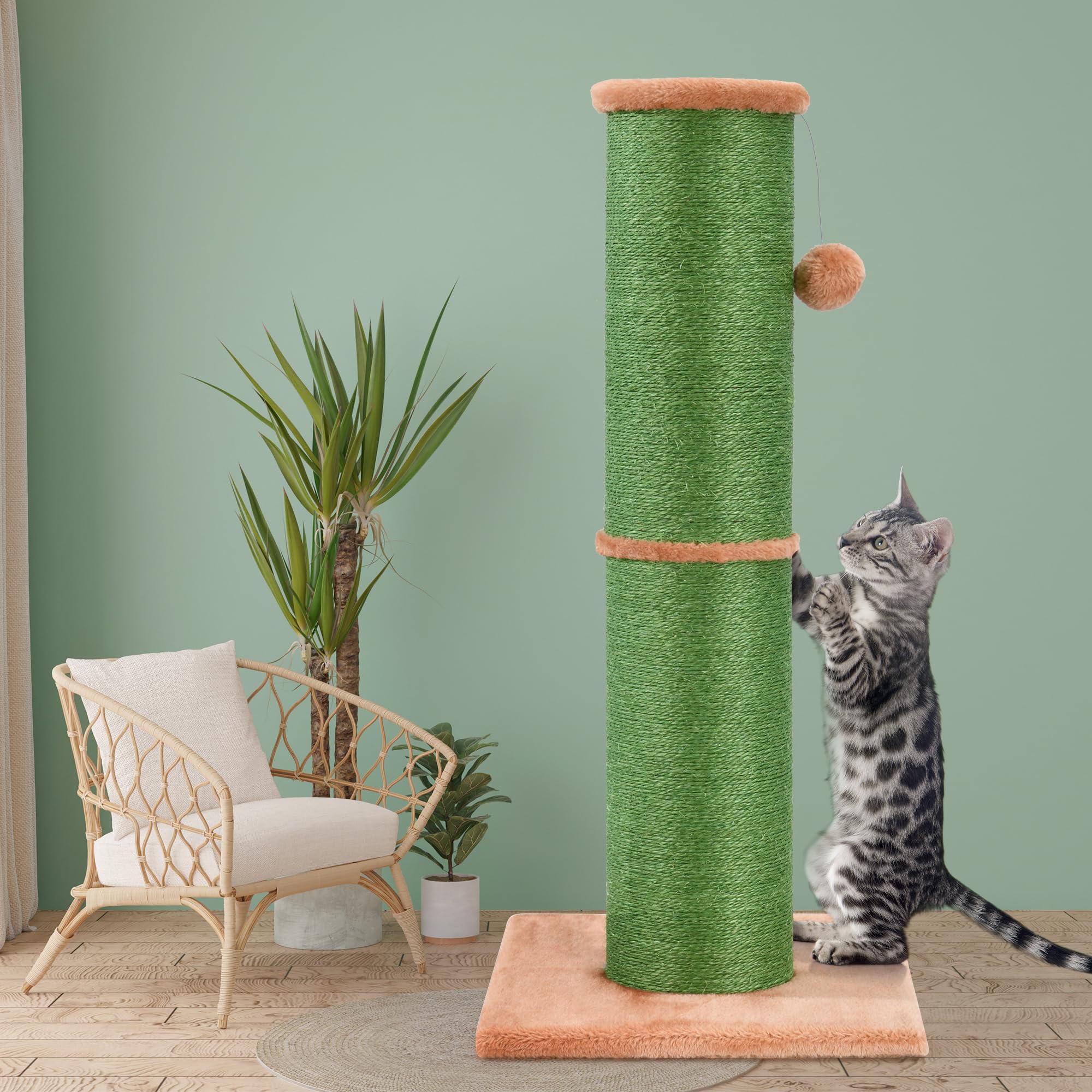 PAWSCRAT Cat Scratching Post 32 Inch High, 5.5 Inch Large Diameter ...
