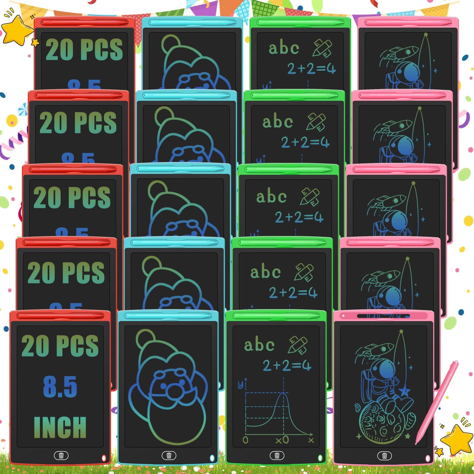 20 Pack Kids Tablet Drawing Tablet, LCD Writing Tablet 8.5" Reusable ...