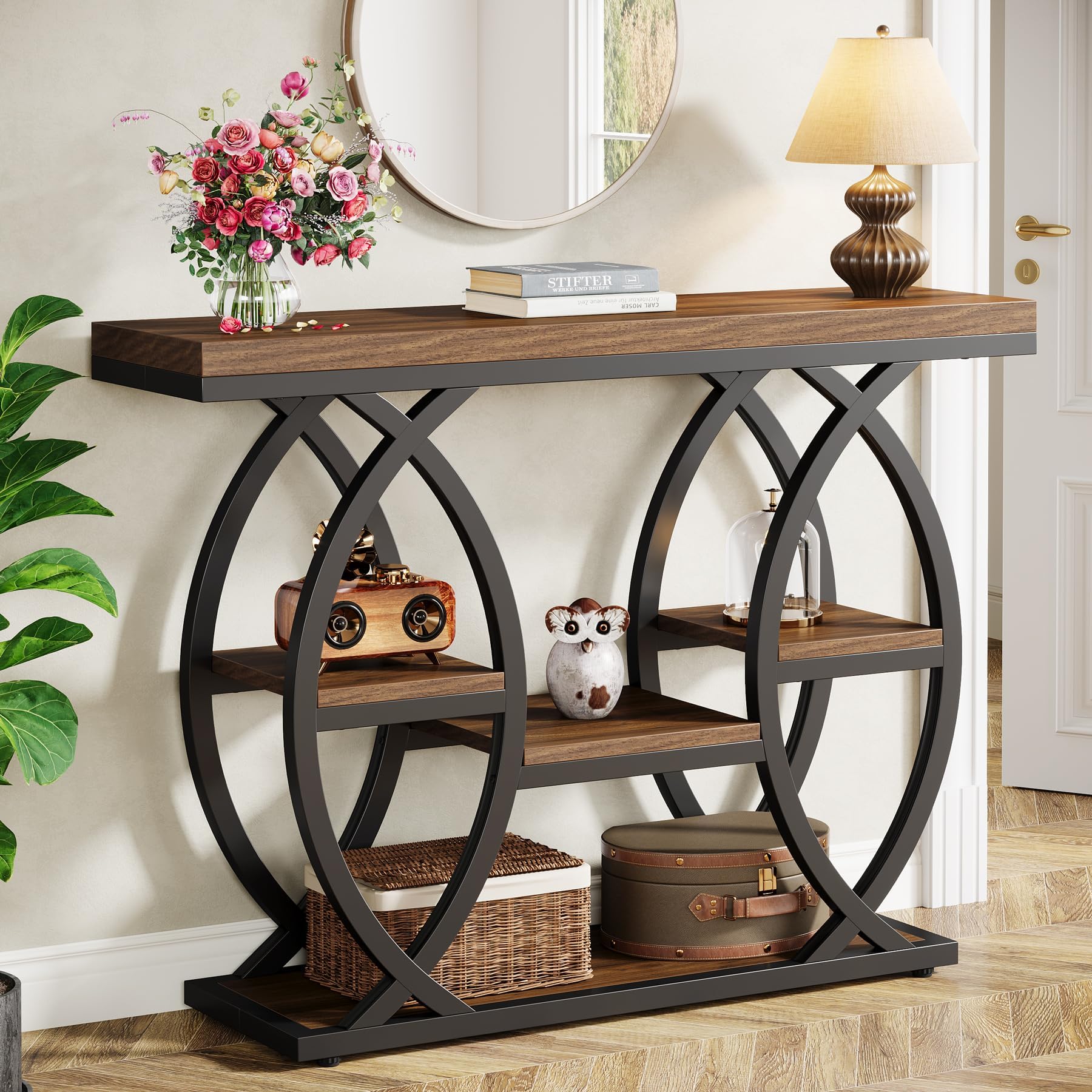 Tribesigns 100cm Console Table, Industrial 4-Tier Sofa Table Entryway ...