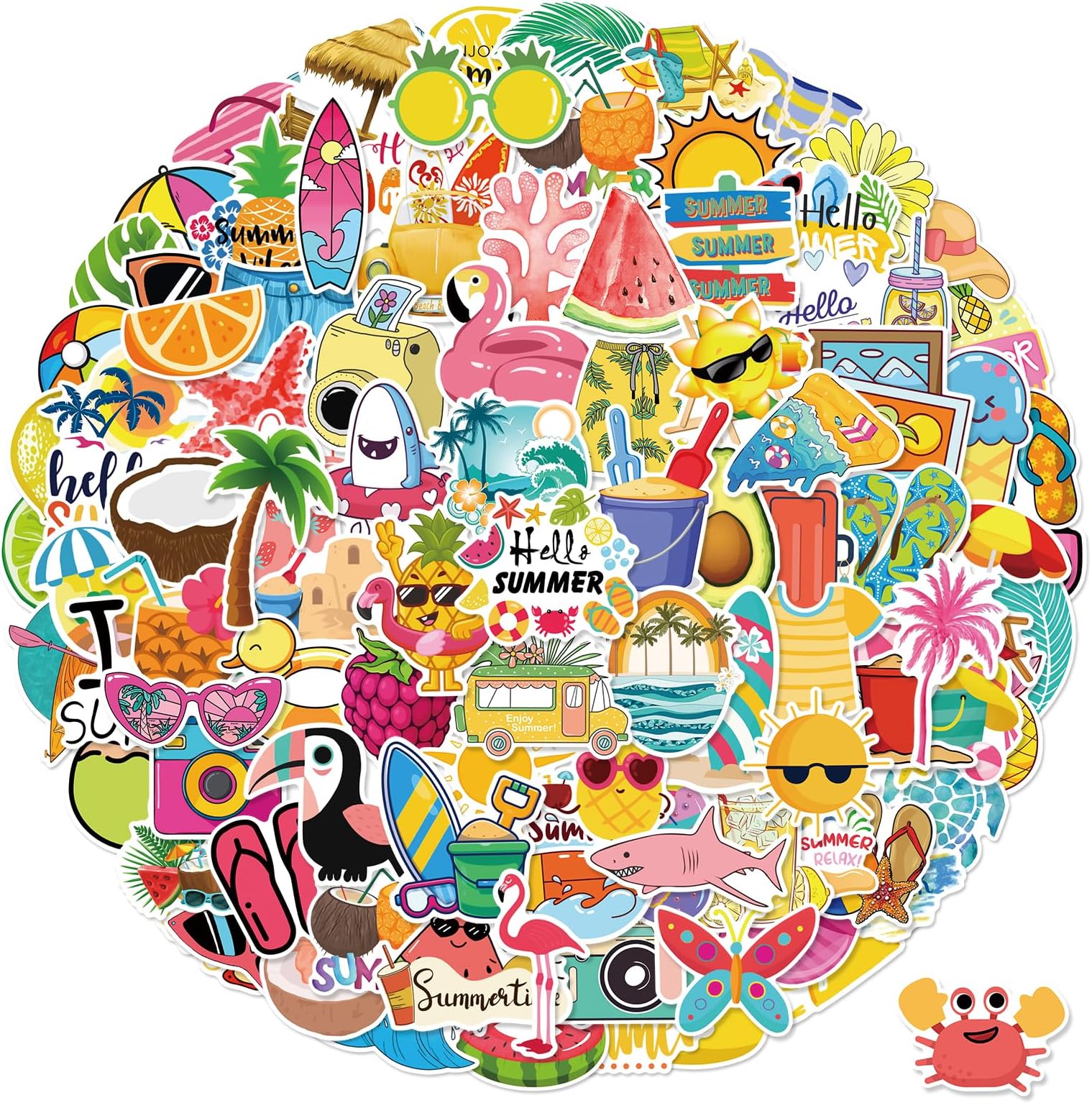 Amazon.com: Beach Stickers 50pcs, Blue Surfing Waves Fresh Lively ...