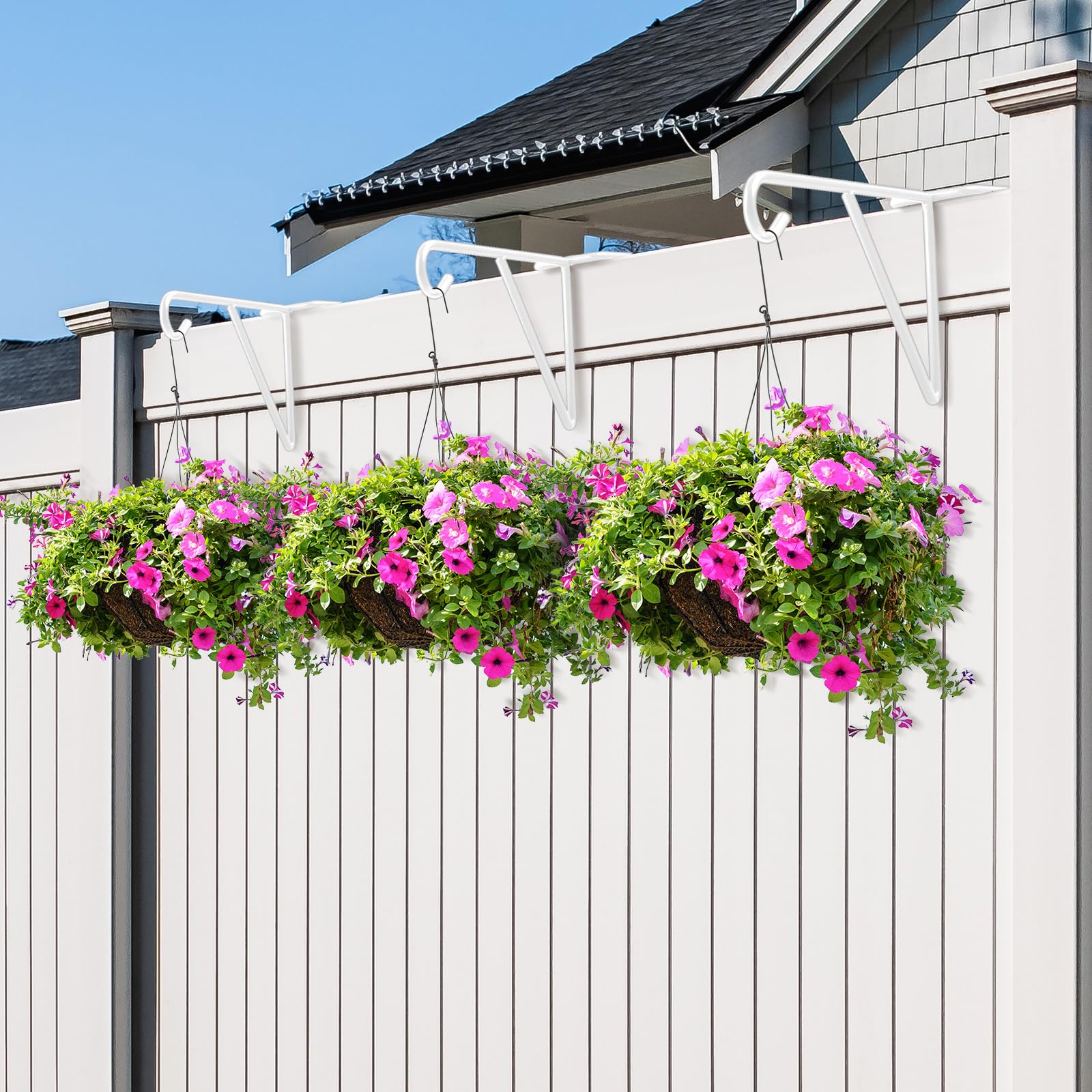 Snapklik.com : 6 Pack Vinyl Fence Hooks, Heavy Duty Durable White Fence ...