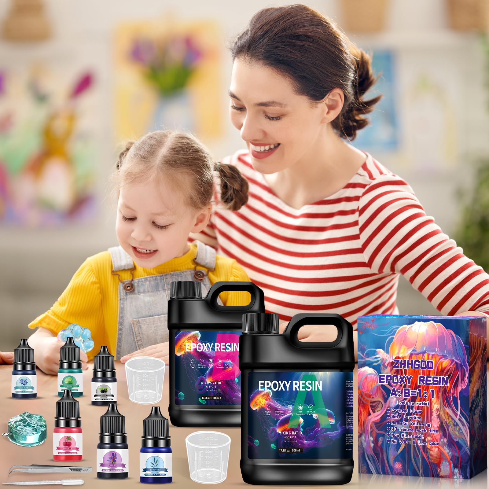 ZHHGOO Resina Epoxi Kit, 1016ml Resina Epoxi Transparente, 1: 1 Kit Re...